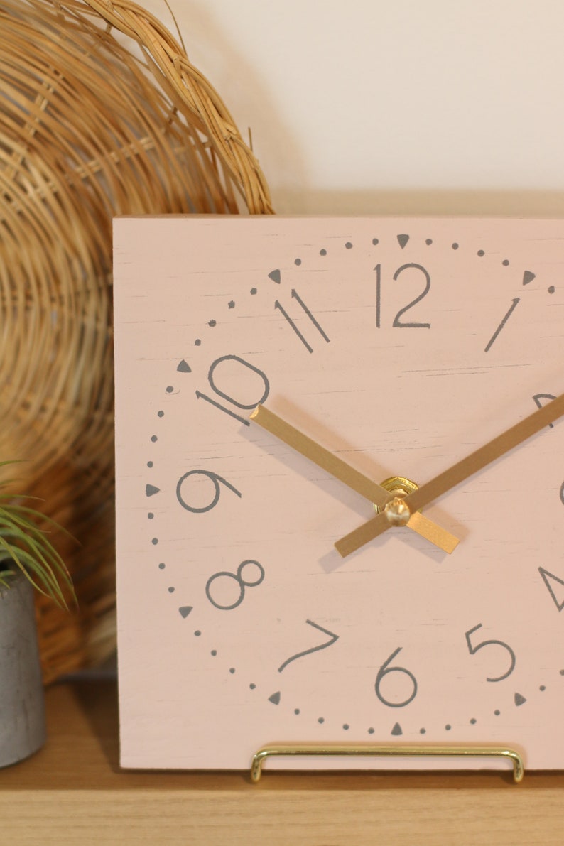 Small Wall Clock Blush Pink & Grey Girl's Bedroom | Etsy