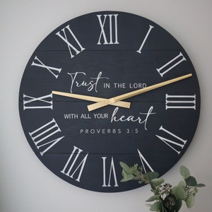 Large Wall Clock - Trust in the Lord - Scripture Wall Decor - Living ...