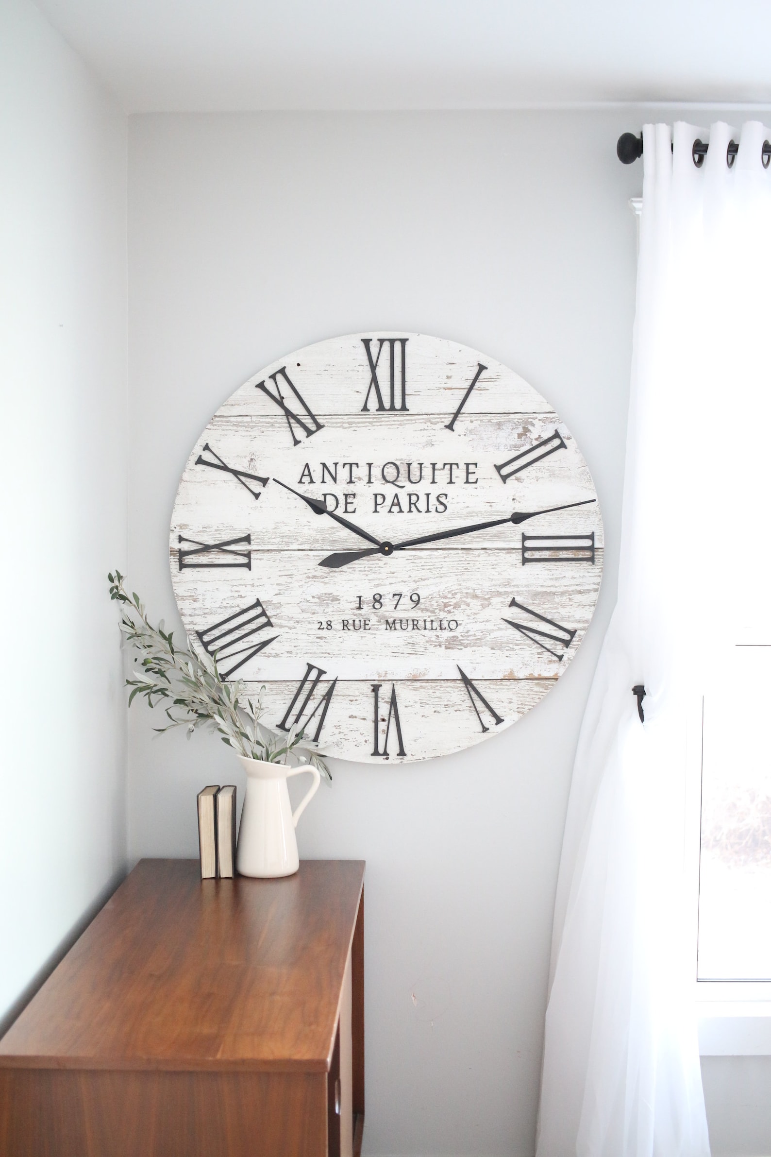 Parisian Wood Wall Clock - 36" Chippy White, Rustic Home Decor - Etsy