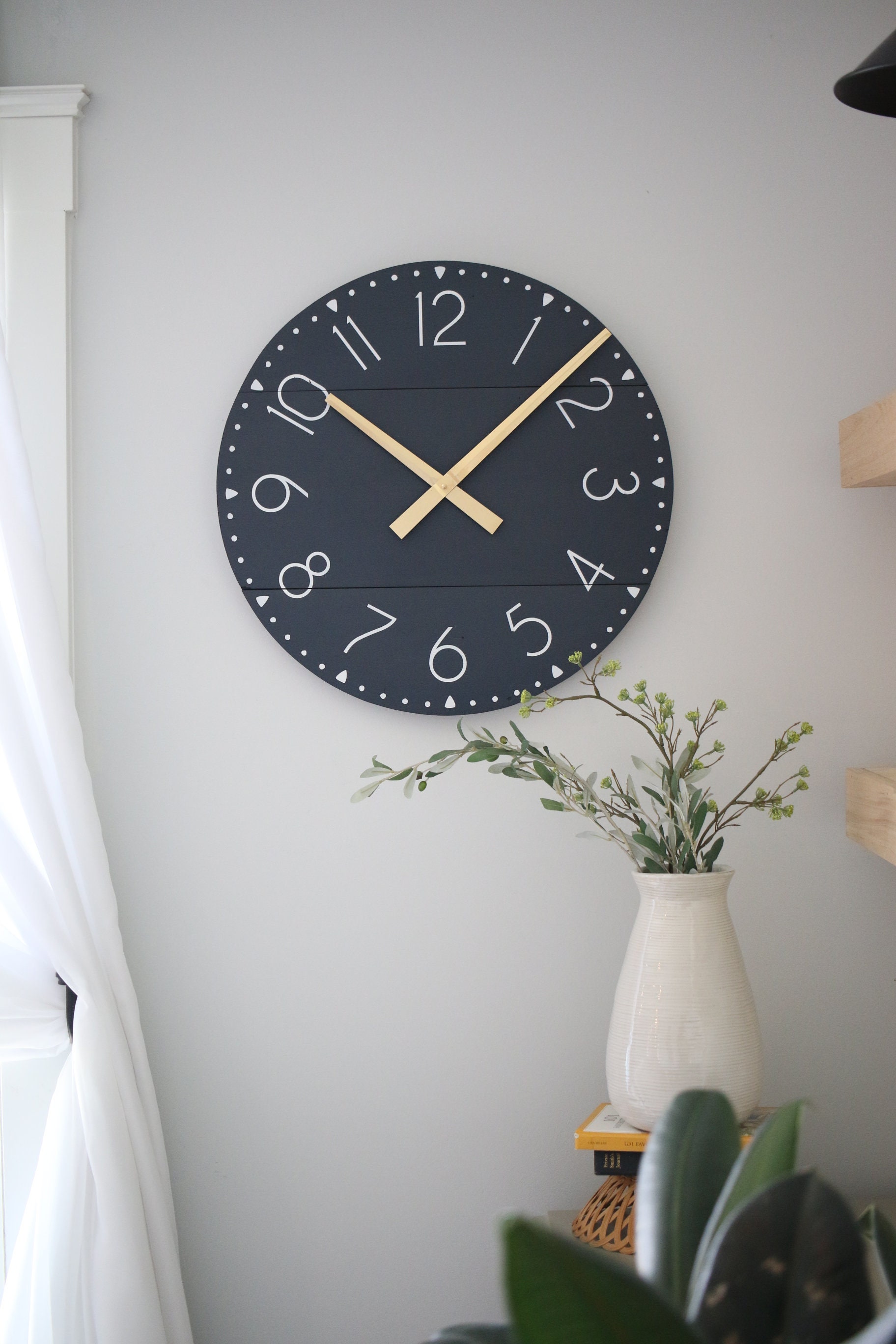 Dark Charcoal Clock Modern Farmhouse Decor Living Room - Etsy