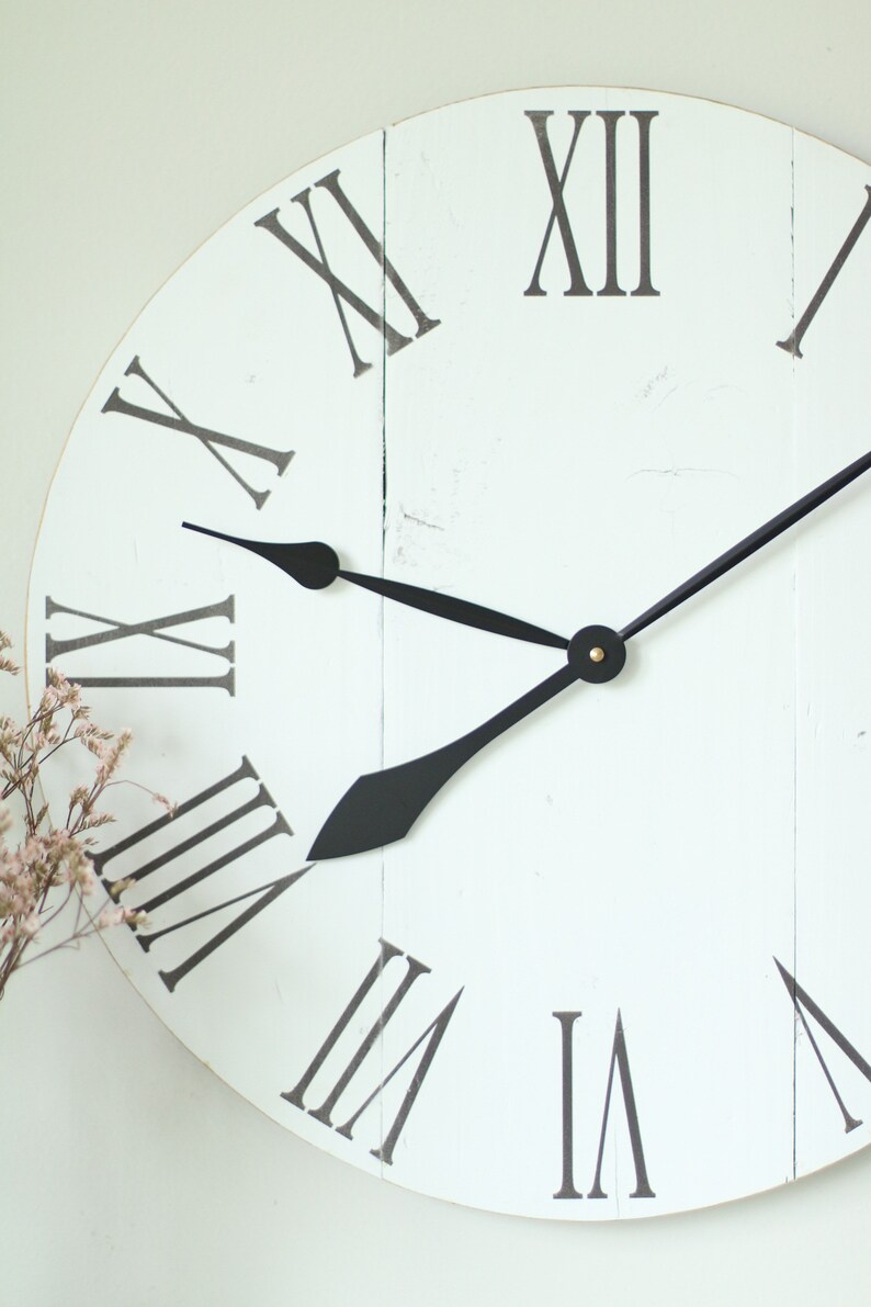 Wall Clock True White Farmhouse Living Above Fireplace | Etsy