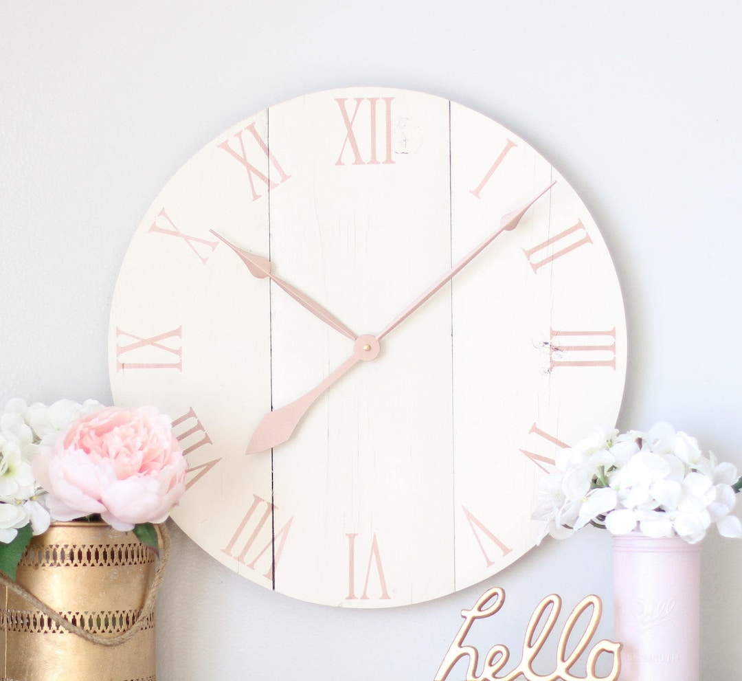 Wood Wall Clock - Rose Gold Decor - Wall Art - Modern Clock - Shabby ...