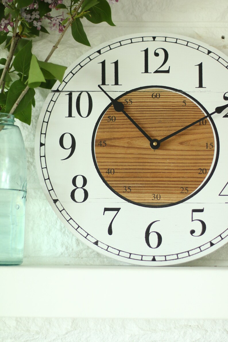 Wood Wall Clock White Clock Rustic Wall Clock Small - Etsy