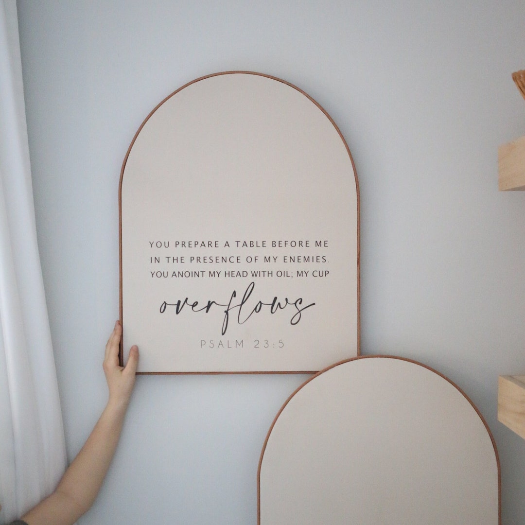 Bible Verse Sign - Wooden Arch Sign - Psalm 23:5 - Encouraging Gift for ...