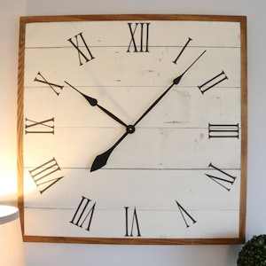 Large Square Wood Wall Clock: Rustic Farmhouse Decor, 30" - Etsy