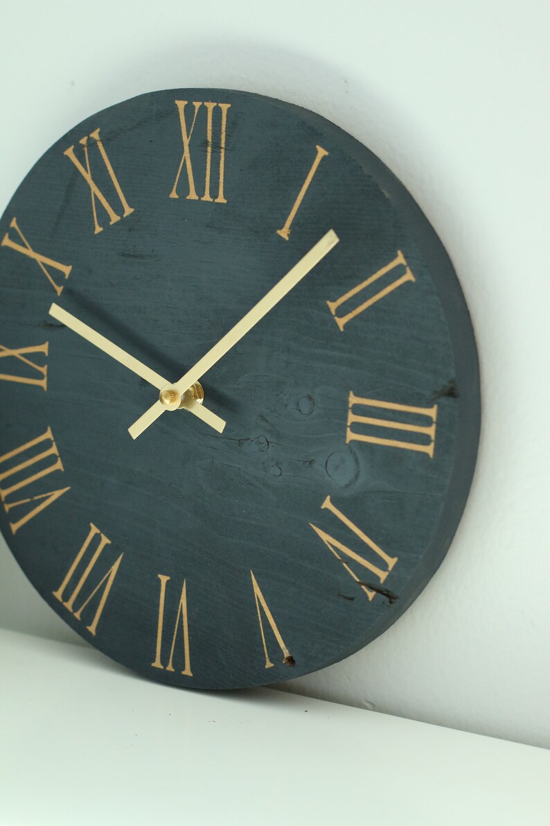 Small Wall Clock Navy and Gold Tiny Modern Decor Modern - Etsy
