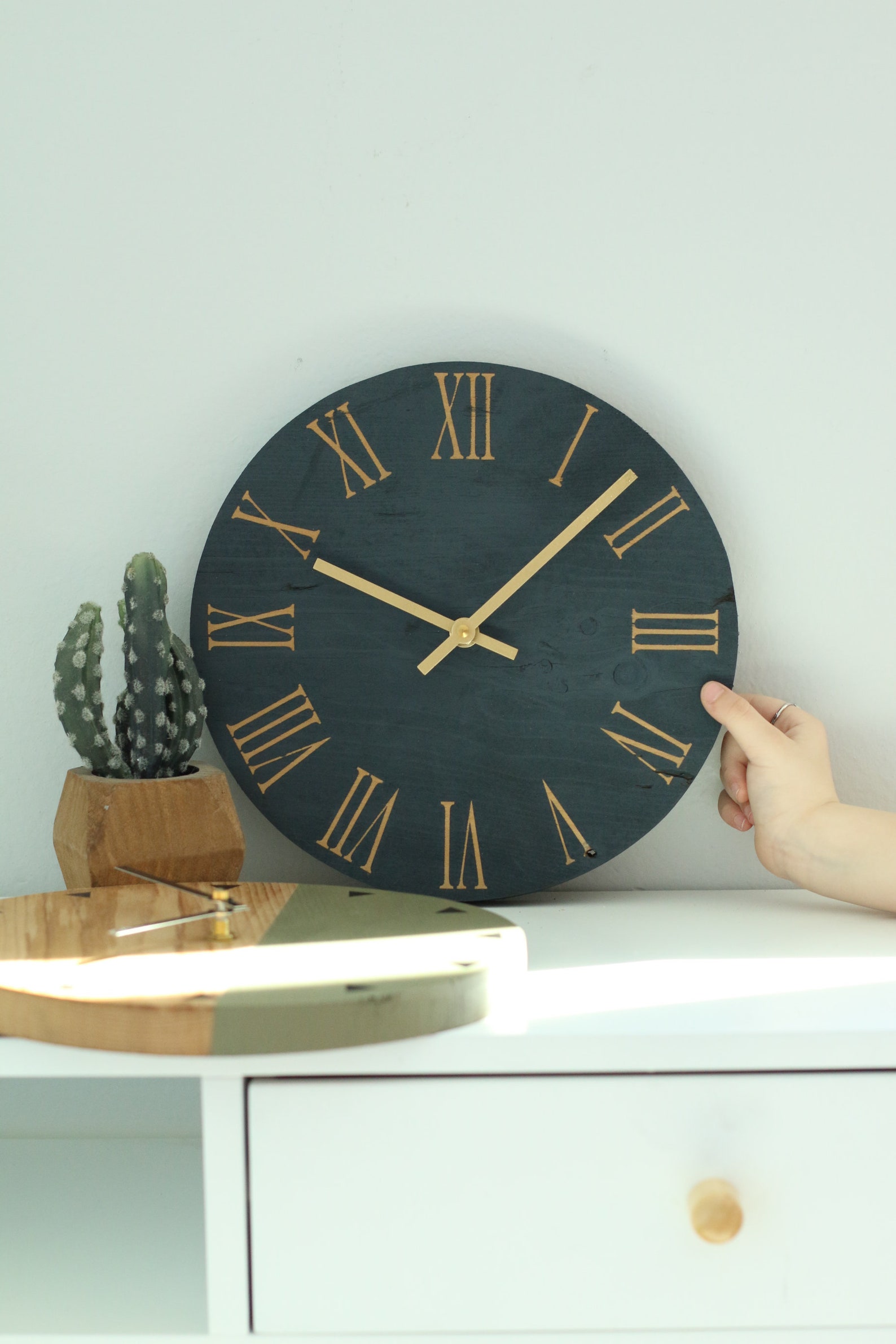 Small Wall Clock Navy and Gold Tiny Modern Decor Modern | Etsy