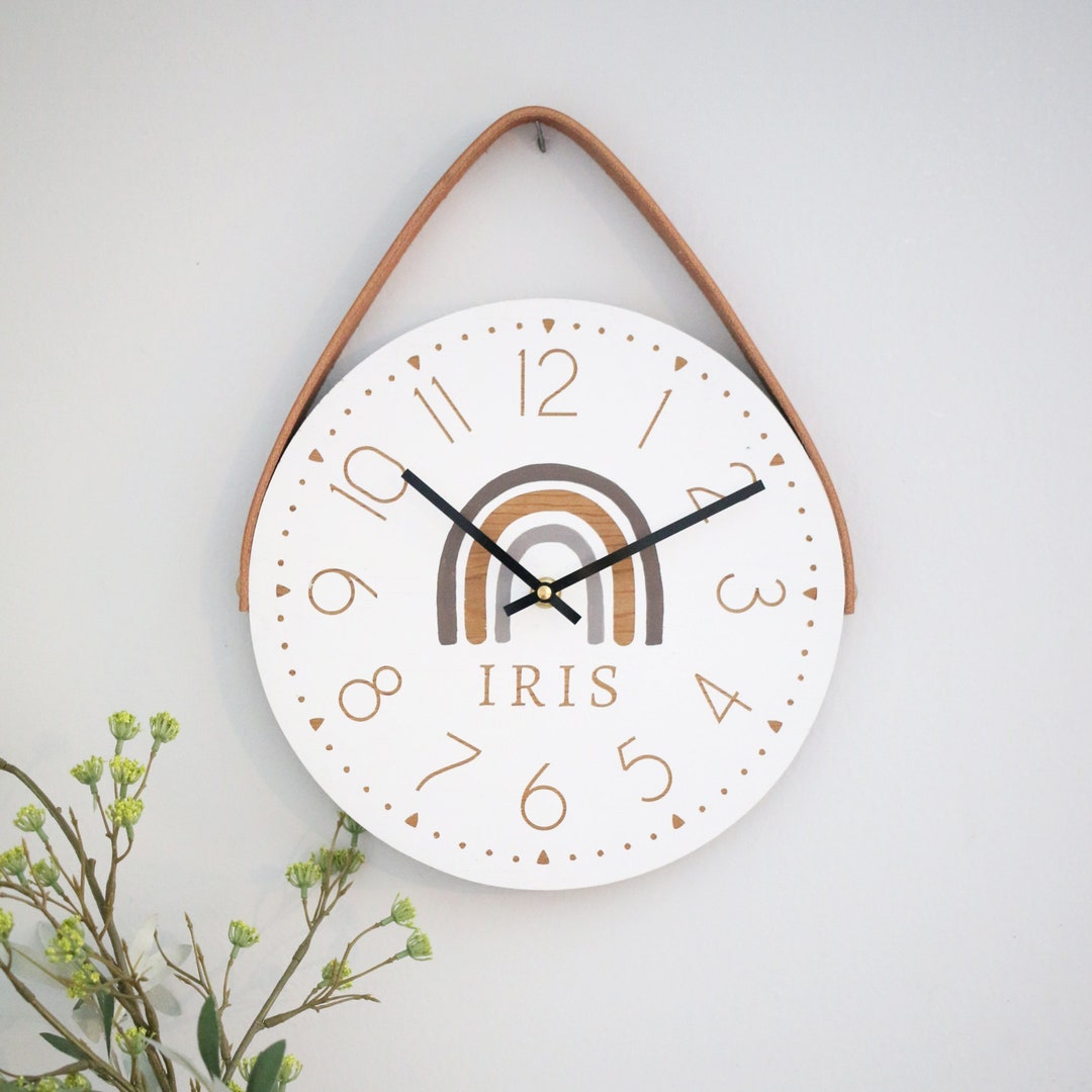 10" Rainbow Clock - Personalized With Name - Nursery Decor - Bedroom ...