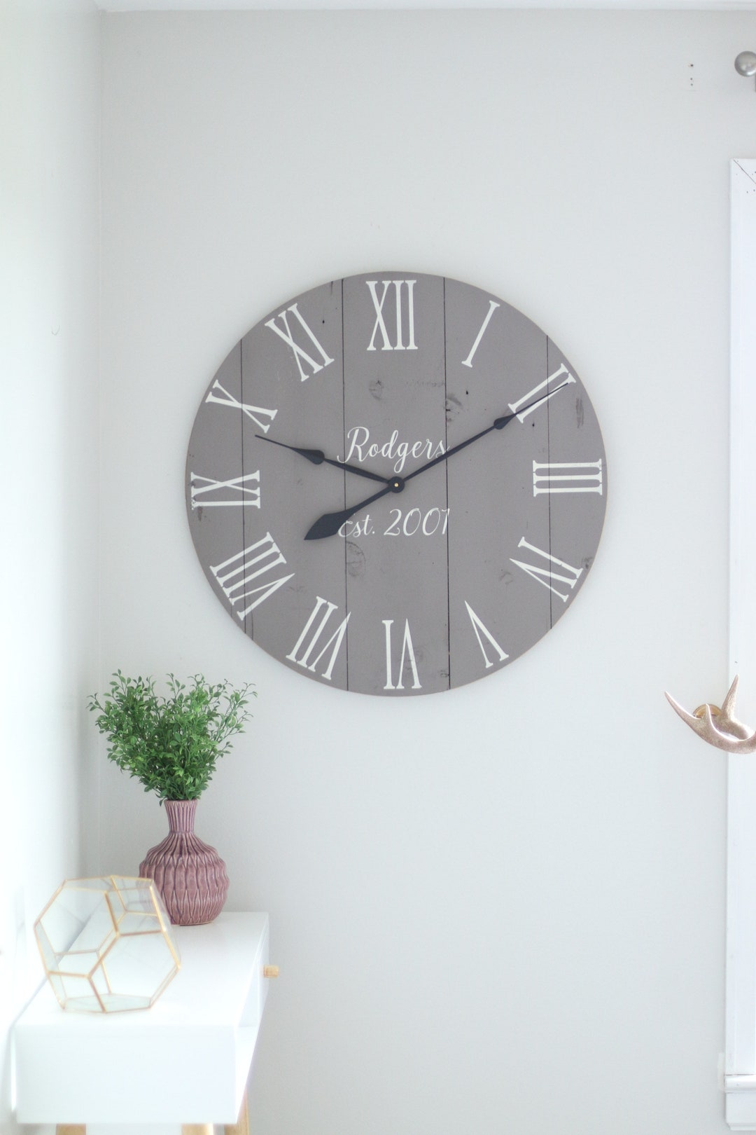 25"/30" Kennedy in Cursive - Large Wall Clock - Medium Gray - Living ...