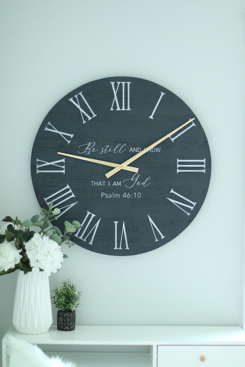 Large Wall Clock Be Still and Know Scripture Wall Art - Etsy