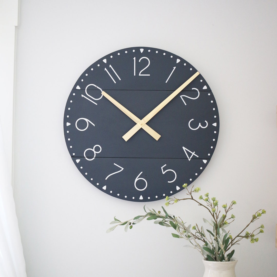 Dark Charcoal Clock - Modern Farmhouse Decor - Living Room Wall Art ...