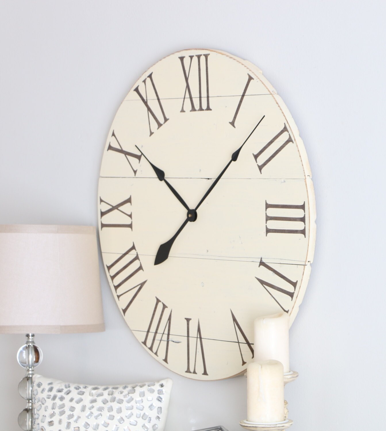 Large Wall Clock off White Clock Farmhouse Living Room - Etsy