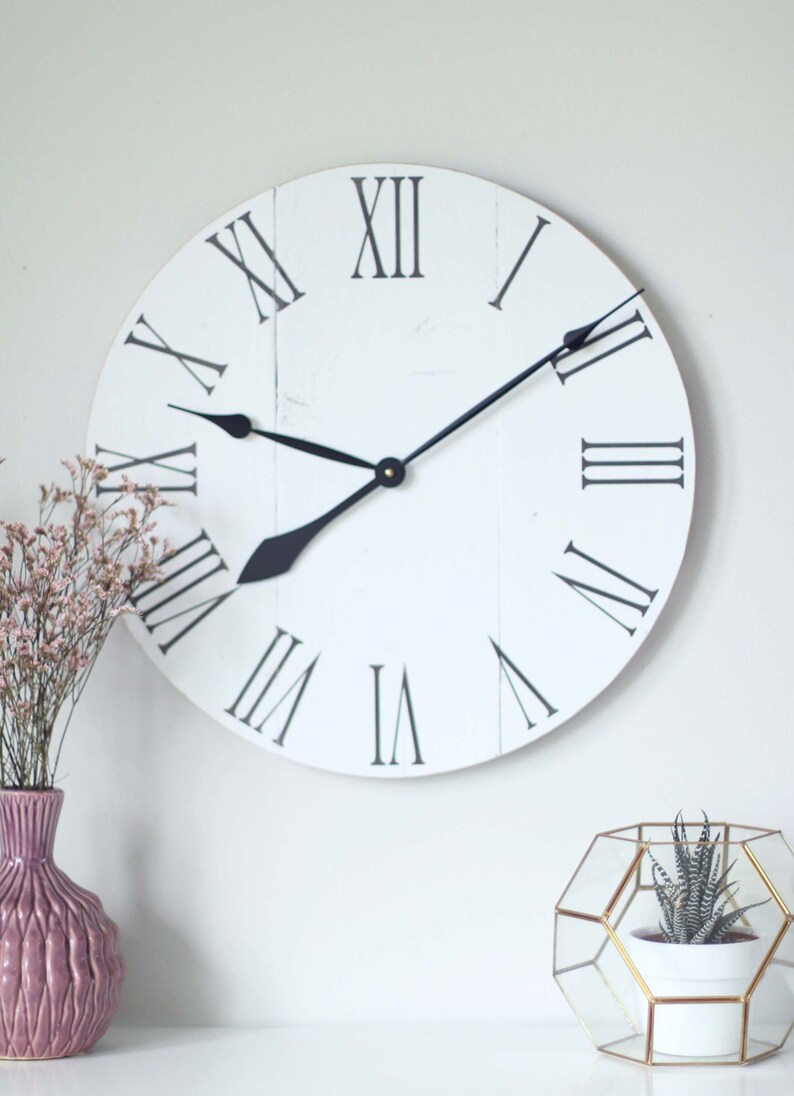 Wall Clock True White Farmhouse Living Above Fireplace - Etsy