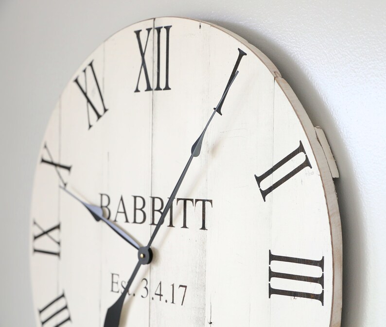 Large Wall Clock Farmhouse Living Decor Personalized Name | Etsy