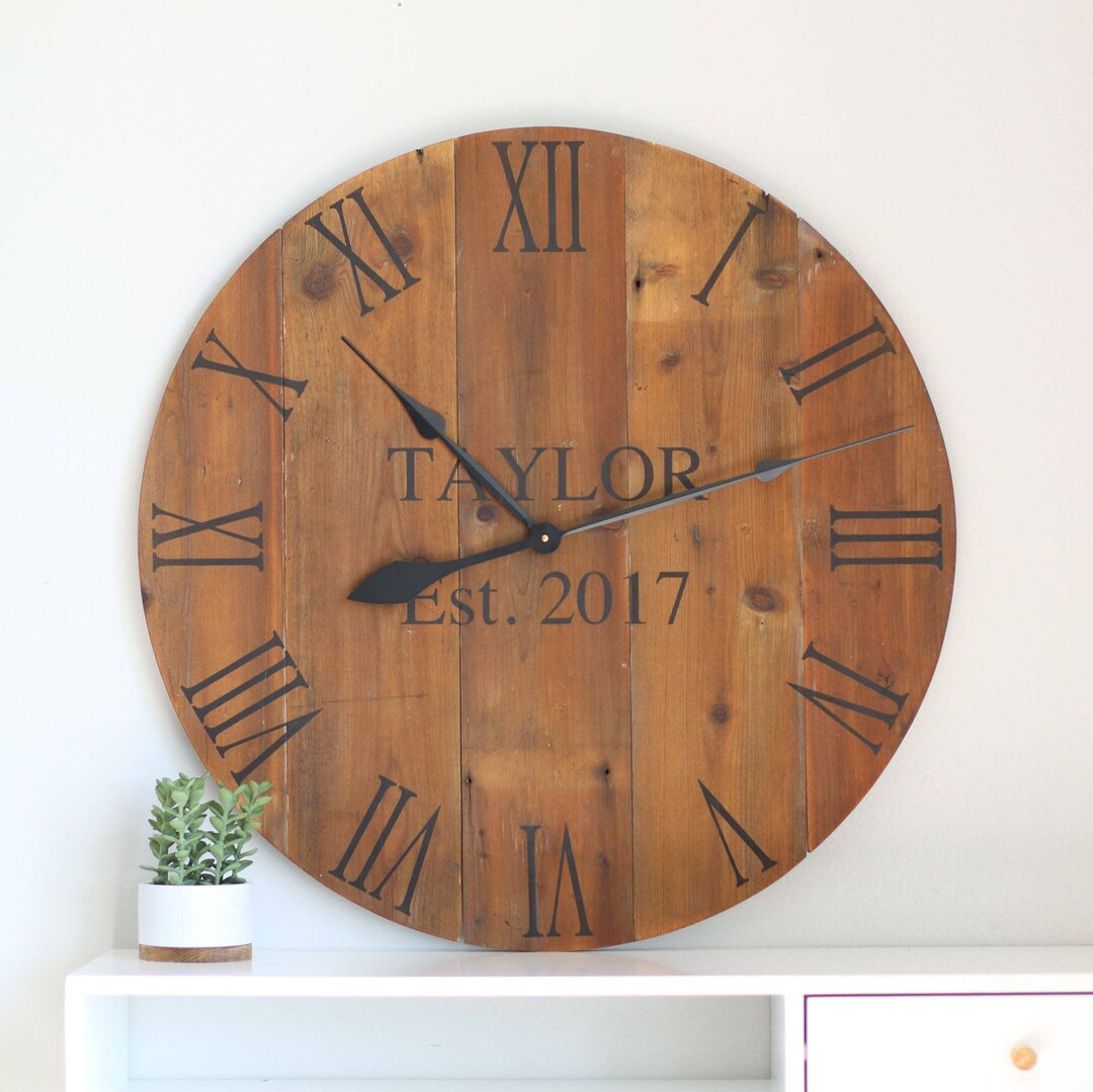 Large Wall Clock - Personalized Gift - Large Wooden Wall Clock ...