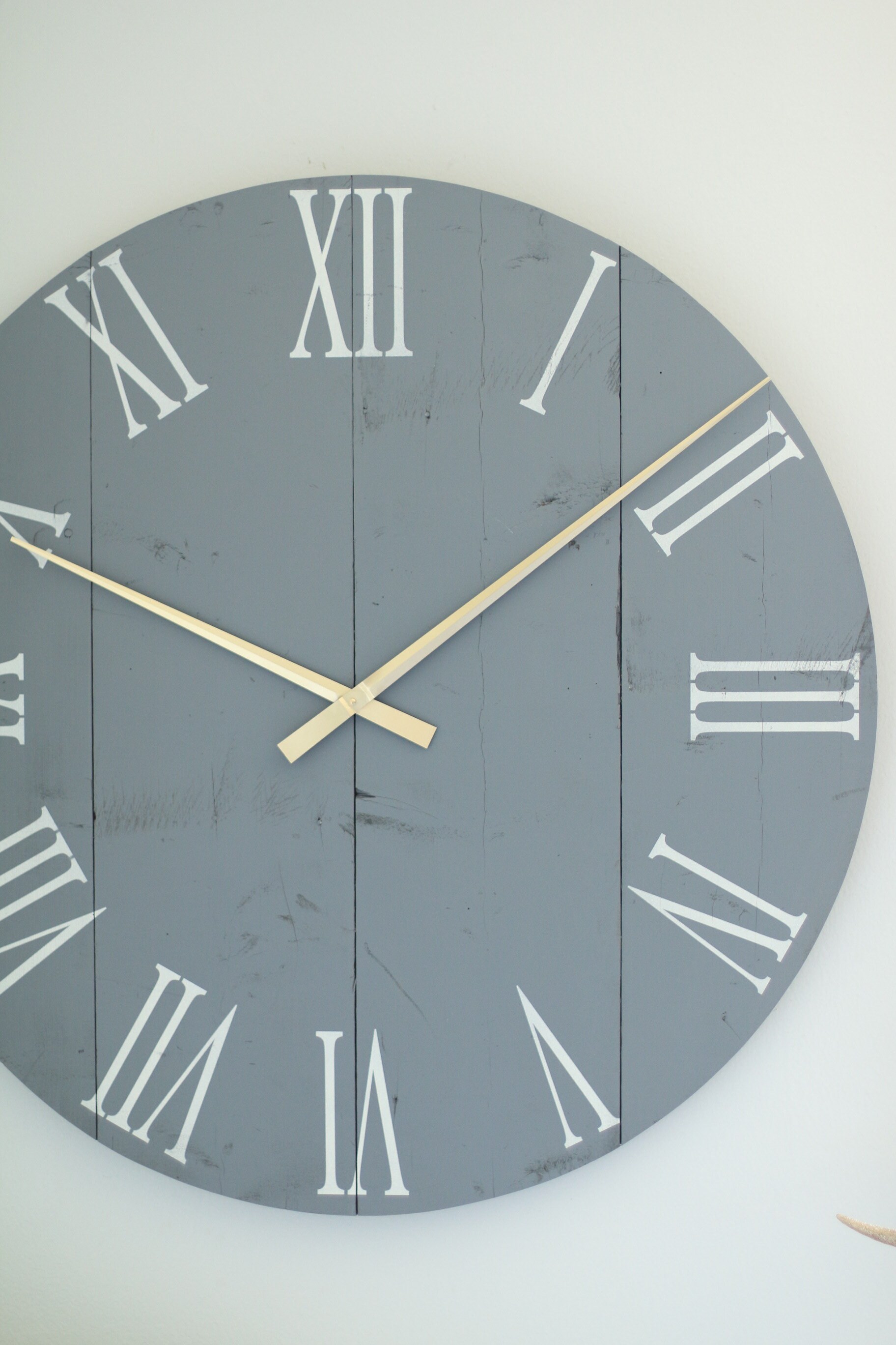 Large Wall Clock Slate Grey and Gold Clocks for Wall | Etsy