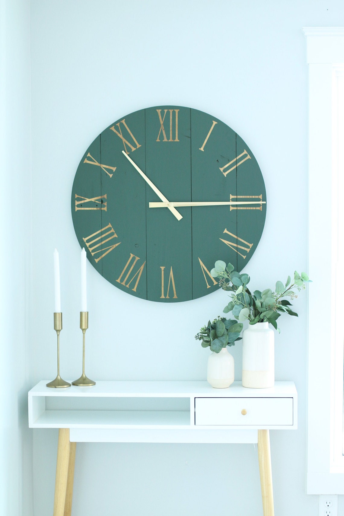 25/30 Large Wall Clock Hunter Green Mid | Etsy