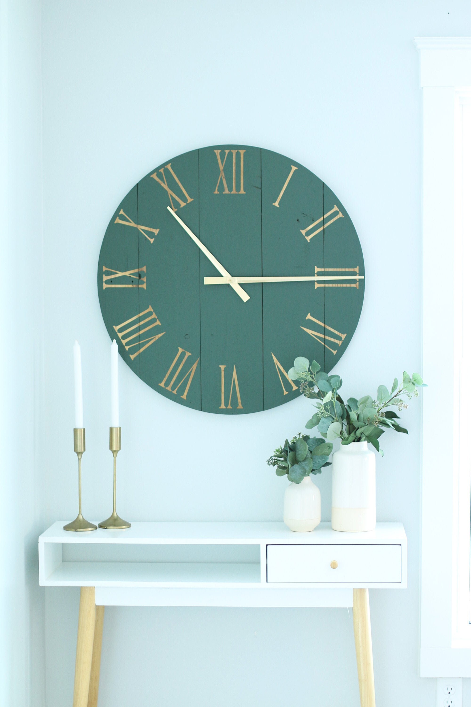 25/30 Large Wall Clock Hunter Green Mid | Etsy