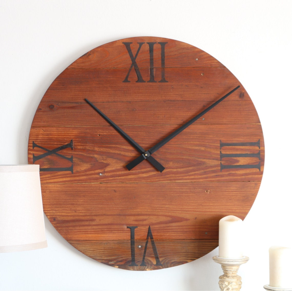 Oversized wall clock. 30 wall clock. Natural wooden wall | Etsy