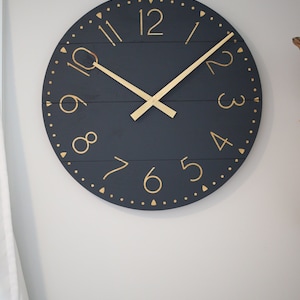 Large Wall Clock - Navy & Gold - Mid Century Modern - Modern Home Decor ...