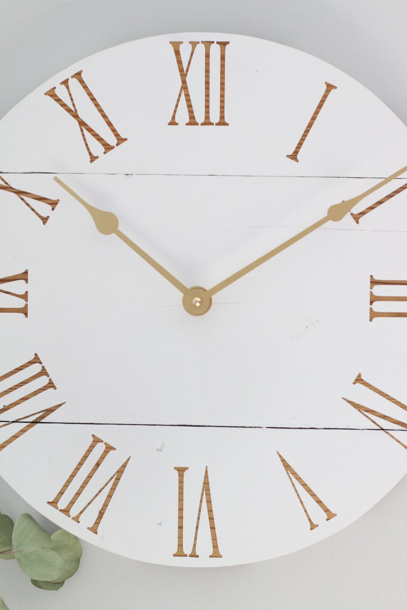 Small White Clock White and Gold Clock for Kitchen | Etsy