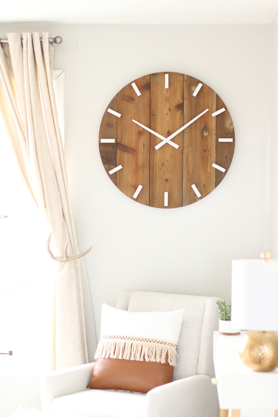 Large Barn Wood Wall Clock: Mid Century Modern Boho Decor - Etsy
