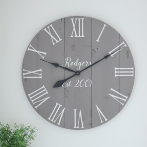 25"/30" Kennedy in Cursive - Large Wall Clock - Medium Gray - Living ...