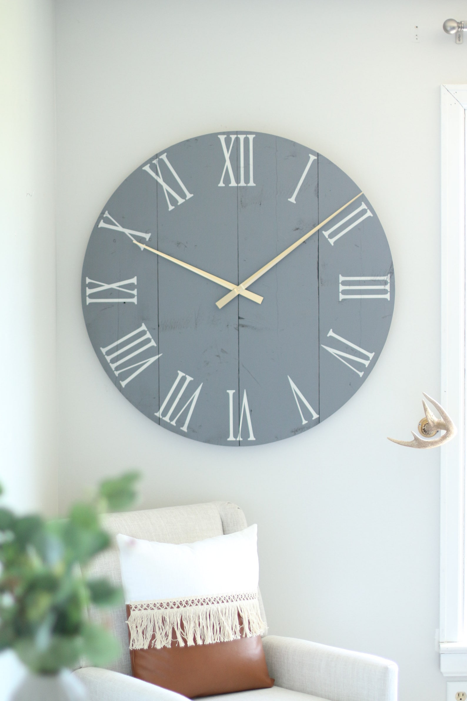 Large Wall Clock Slate Grey and Gold Clocks for Wall | Etsy