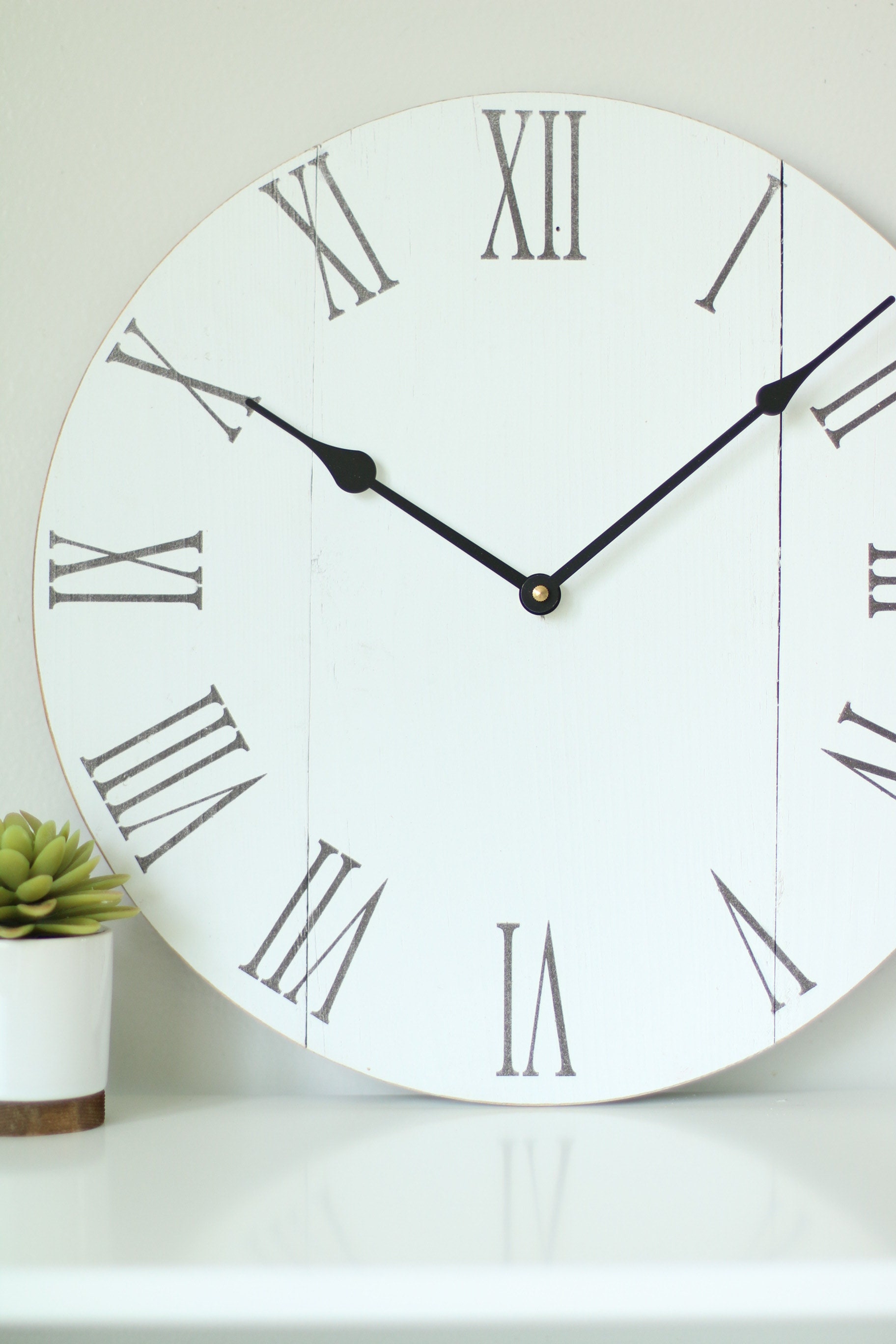 Wall Clock White Clock Farmhouse Living Decor Office - Etsy