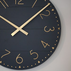 Large Wall Clock - Navy & Gold - Mid Century Modern - Modern Home Decor ...