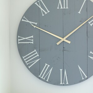 Large Wall Clock - Slate Grey and Gold - Clocks for Wall - Farmhouse ...