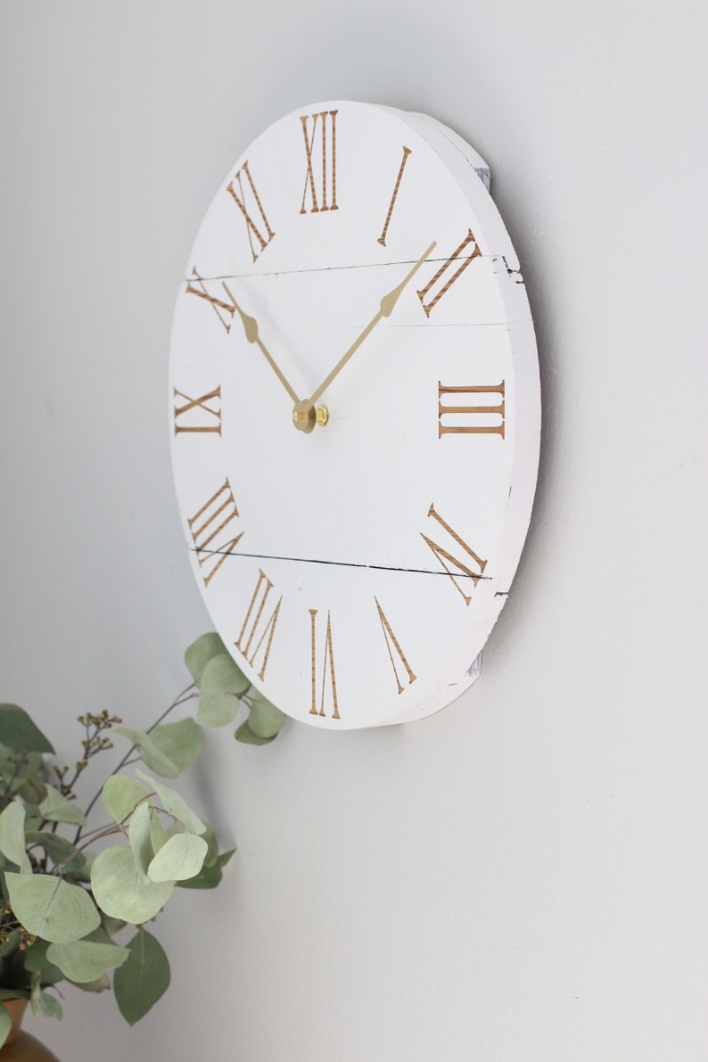 Small White Clock White and Gold Clock for Kitchen | Etsy