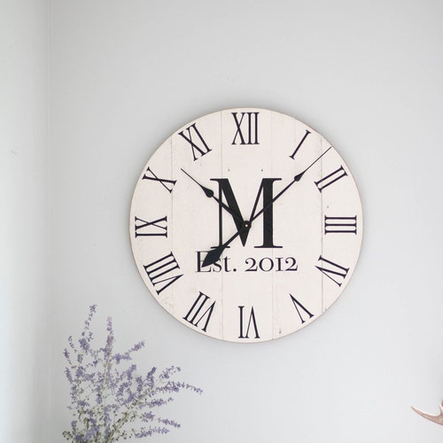 Large Wall Clock off White Clock Farmhouse Living Room - Etsy