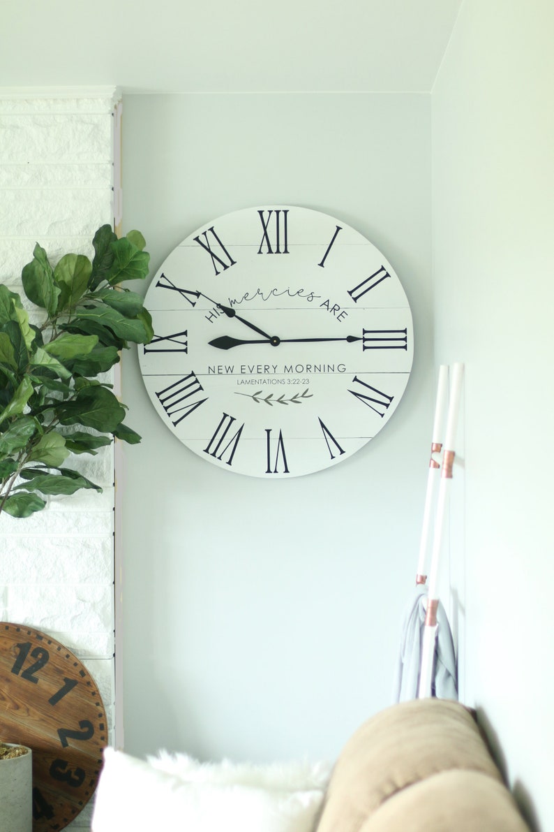 Large Wall Clock Scripture Wall Decor Mercies Are New | Etsy
