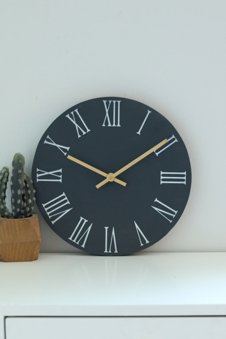 Small Wall Clock Navy and Gold Tiny Modern Decor Modern - Etsy
