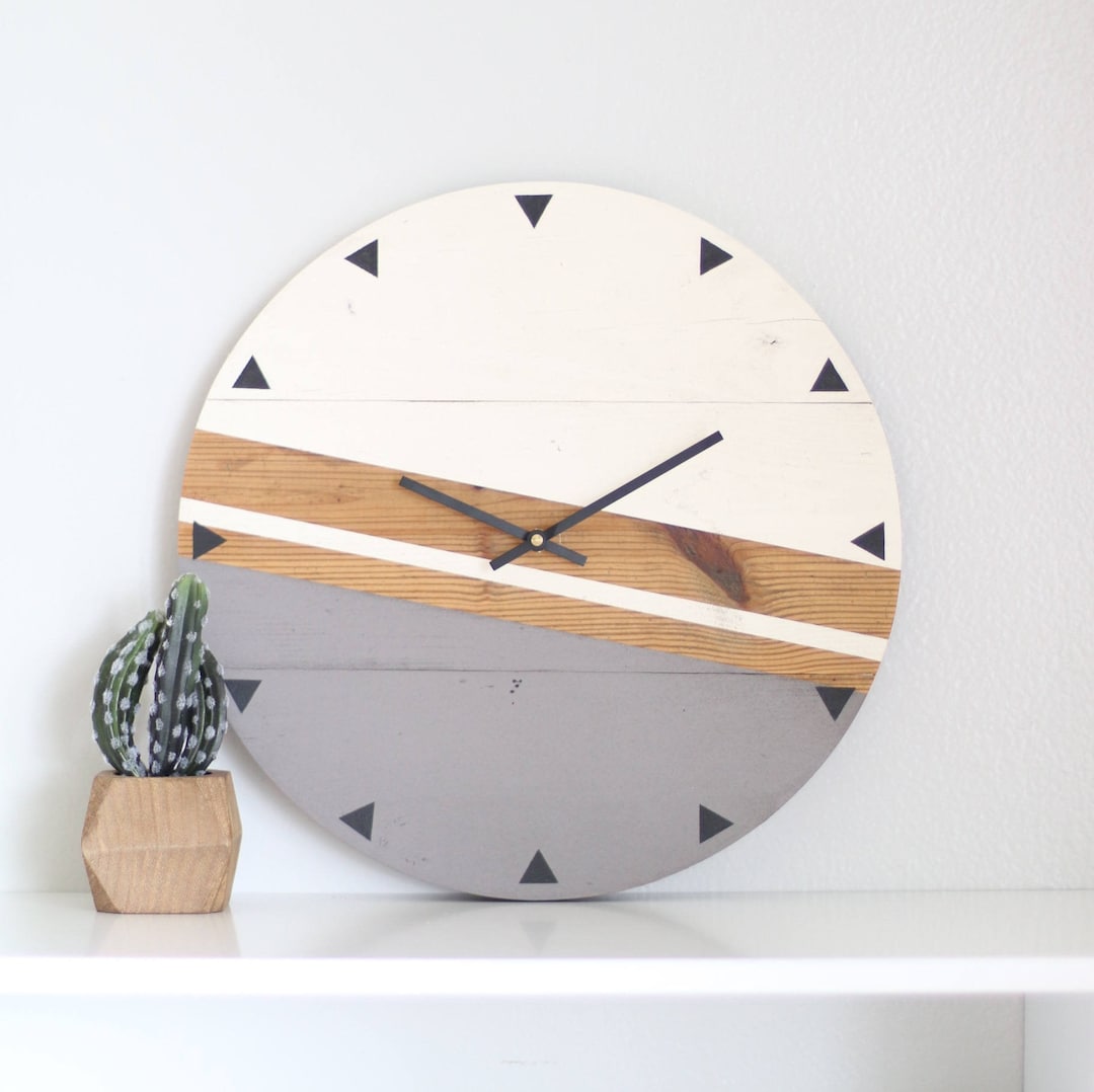 15" Paisley in Grey - Wall Clock - Neutral Decor - Neutral Wall Art ...