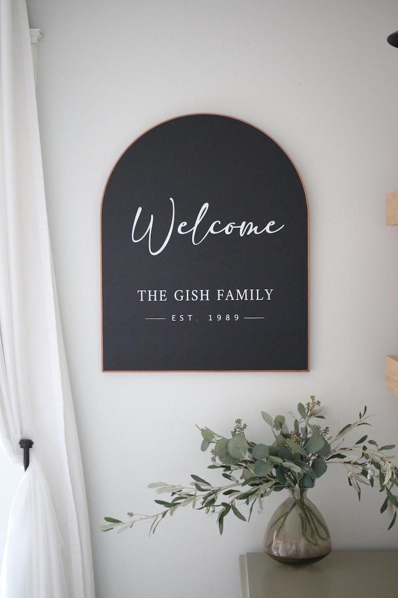 Arched Wood Sign - Welcome Sign - Housewarming - Living Room Wall Art ...
