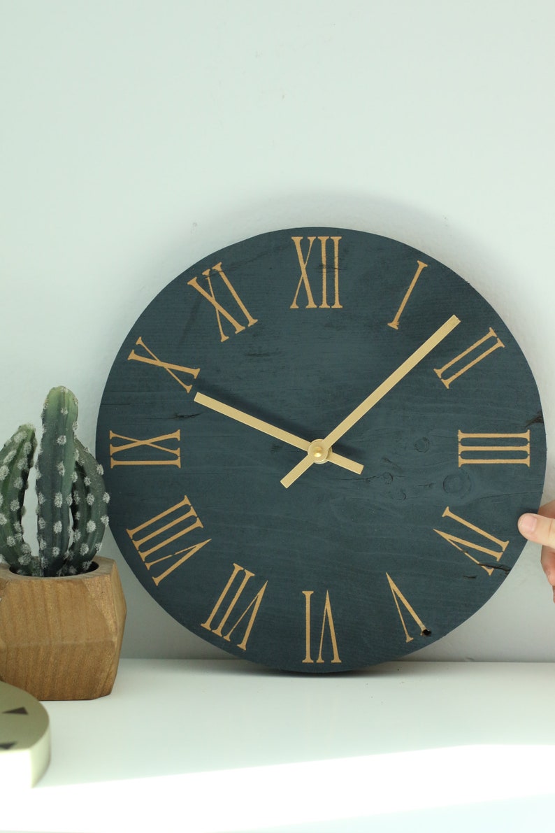 Small Wall Clock Navy and Gold Tiny Modern Decor Modern - Etsy