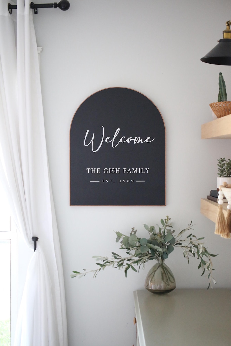Arched Wood Sign - Welcome Sign - Housewarming - Living Room Wall Art ...