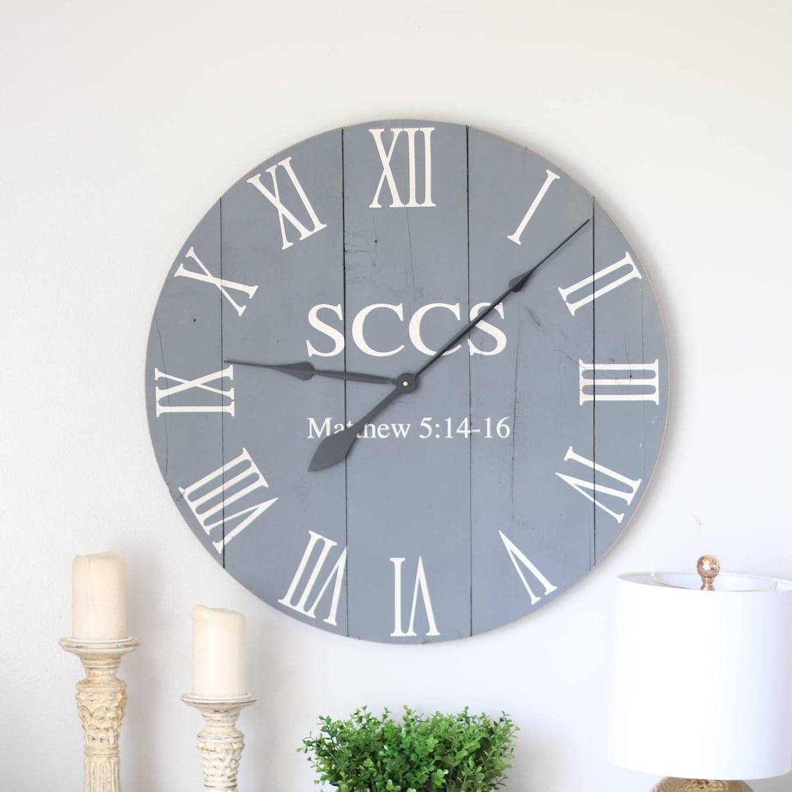 Large Wall Clock Slate Gray Above Fireplace Mantel Decor - Etsy