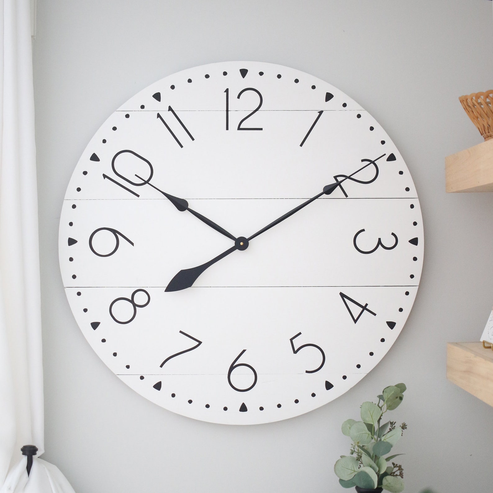 True White Clock - Modern Farmhouse Decor - Living Room Wall Art ...