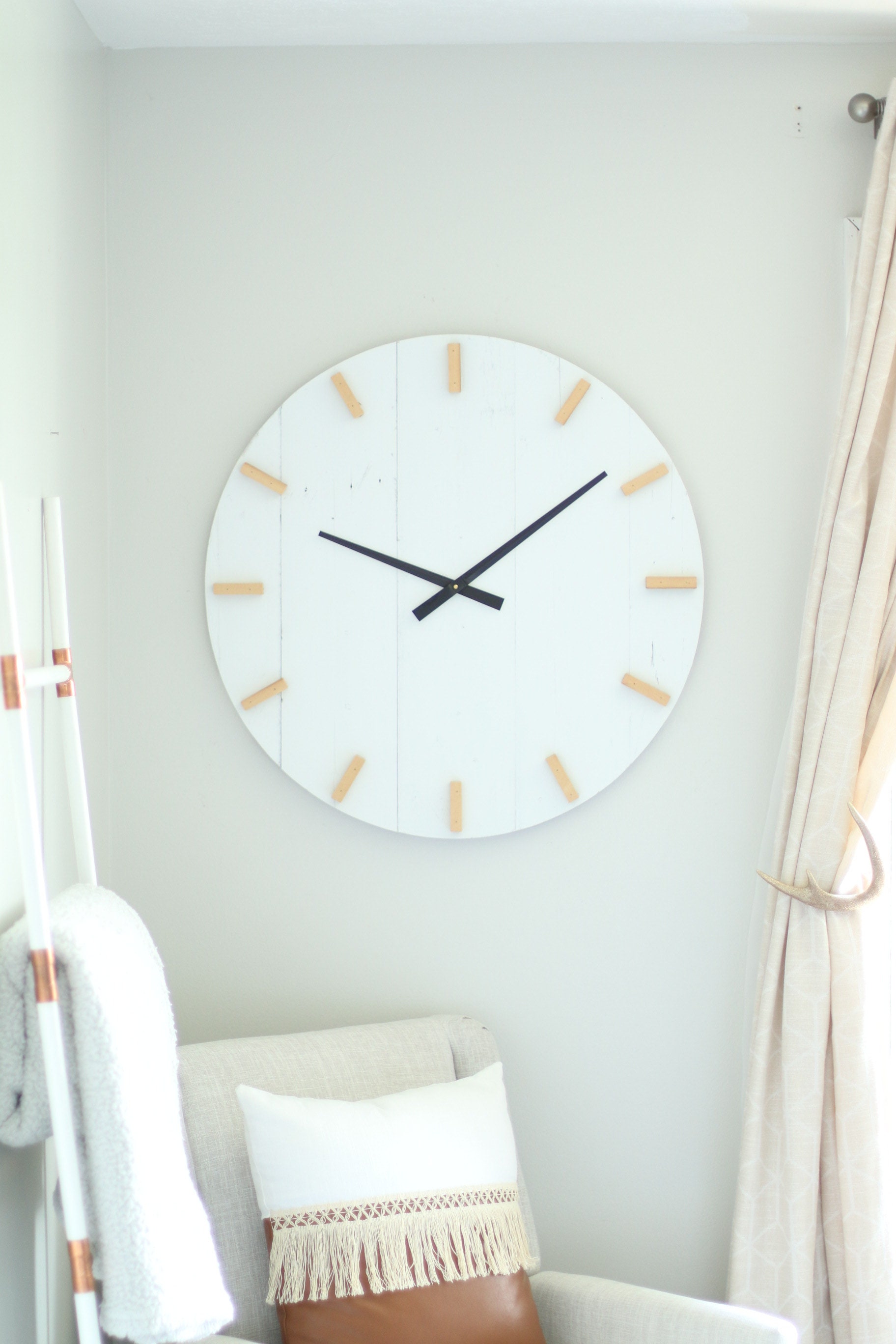 Large Wall Clock Mid Century Modern Boho Decor Neutral | Etsy