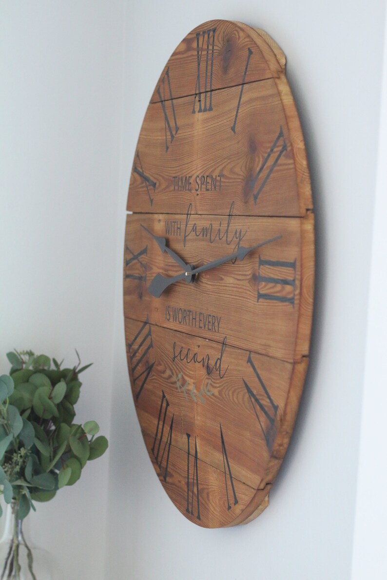 Large Wall Clock Time Spent With Family Living Room Decor - Etsy