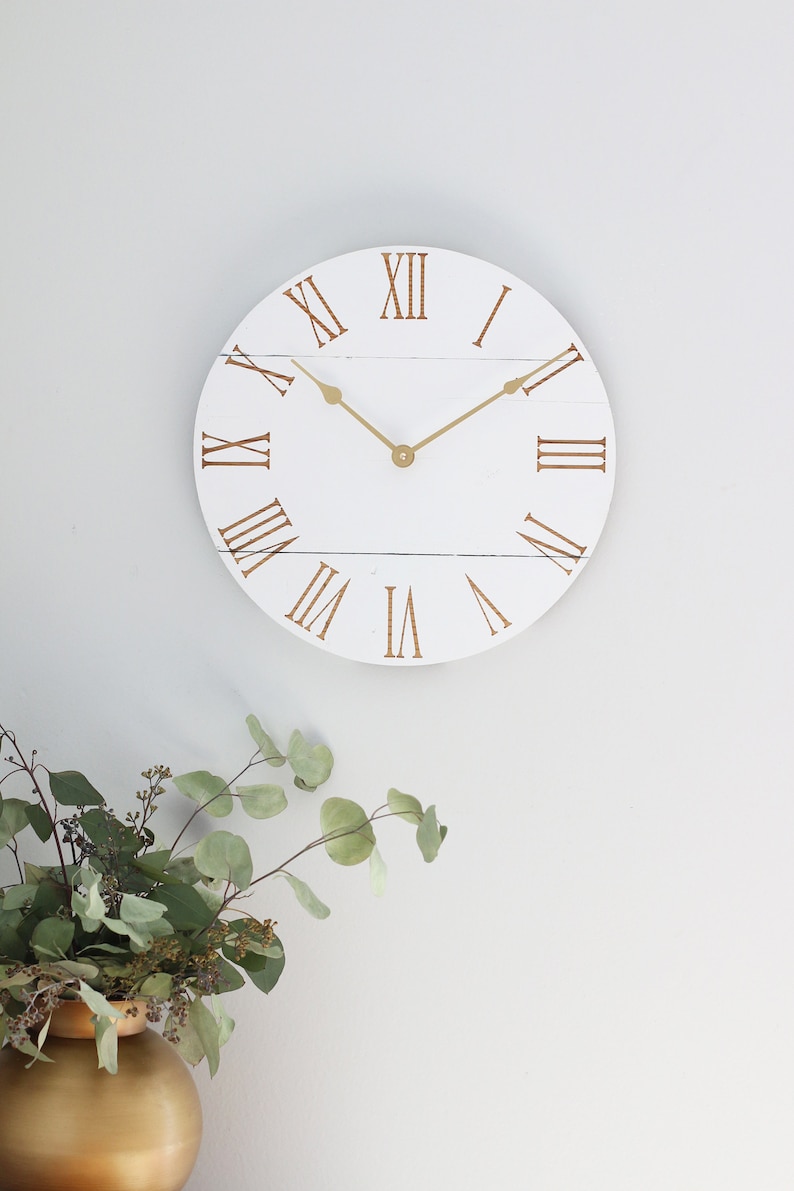 Small White Clock White and Gold Clock for Kitchen | Etsy