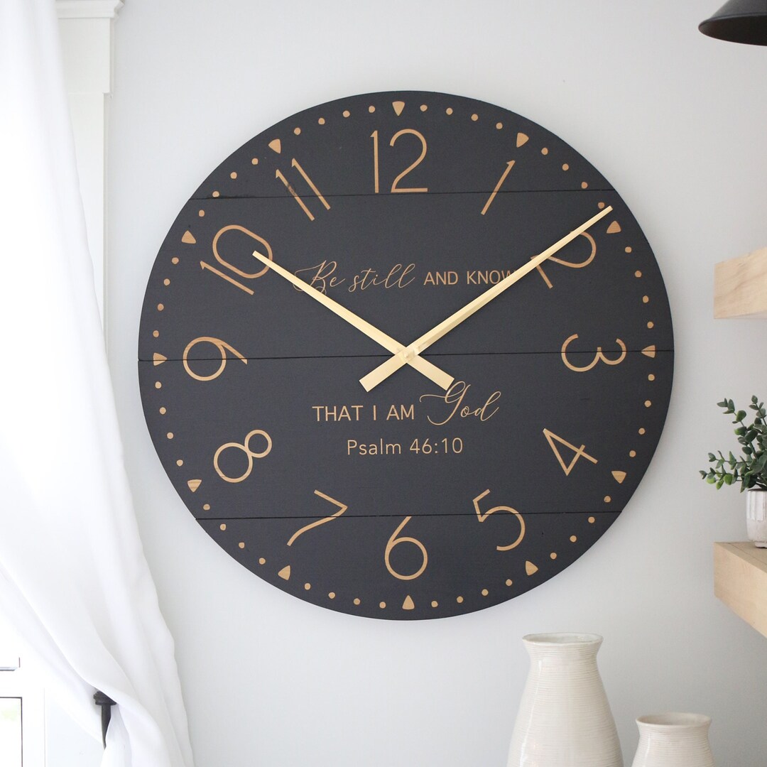 Large Wall Clock - Living Room Decor - Scripture Wall Art - Fireplace ...