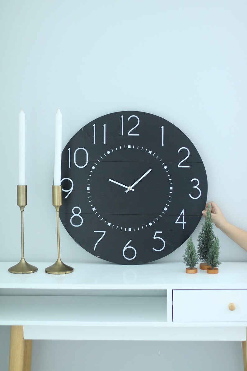 Wall Clock Black and White Neutral Wall Art Modern Home - Etsy