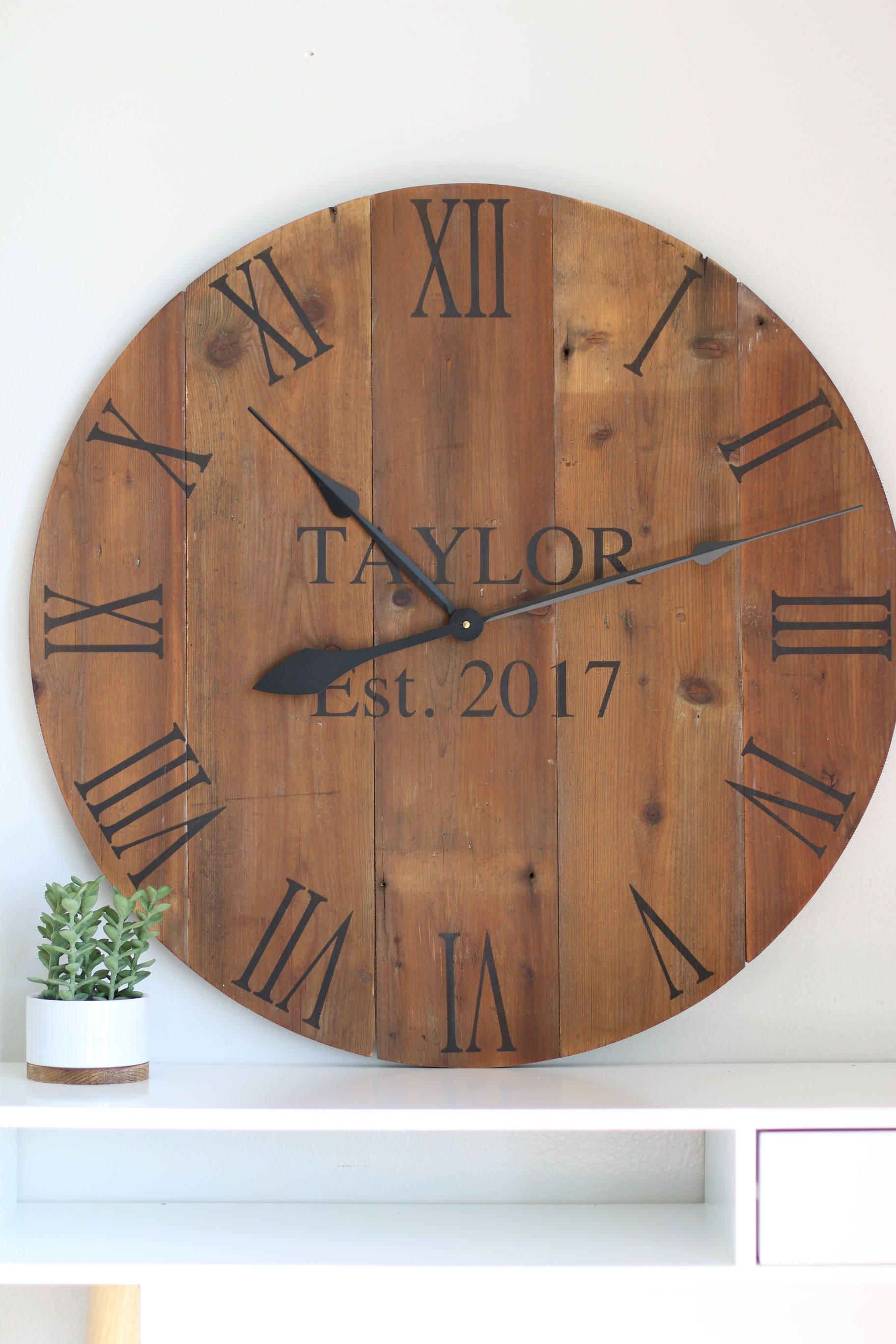 Large Wall Clock Personalized Gift Large Wooden Wall Clock - Etsy