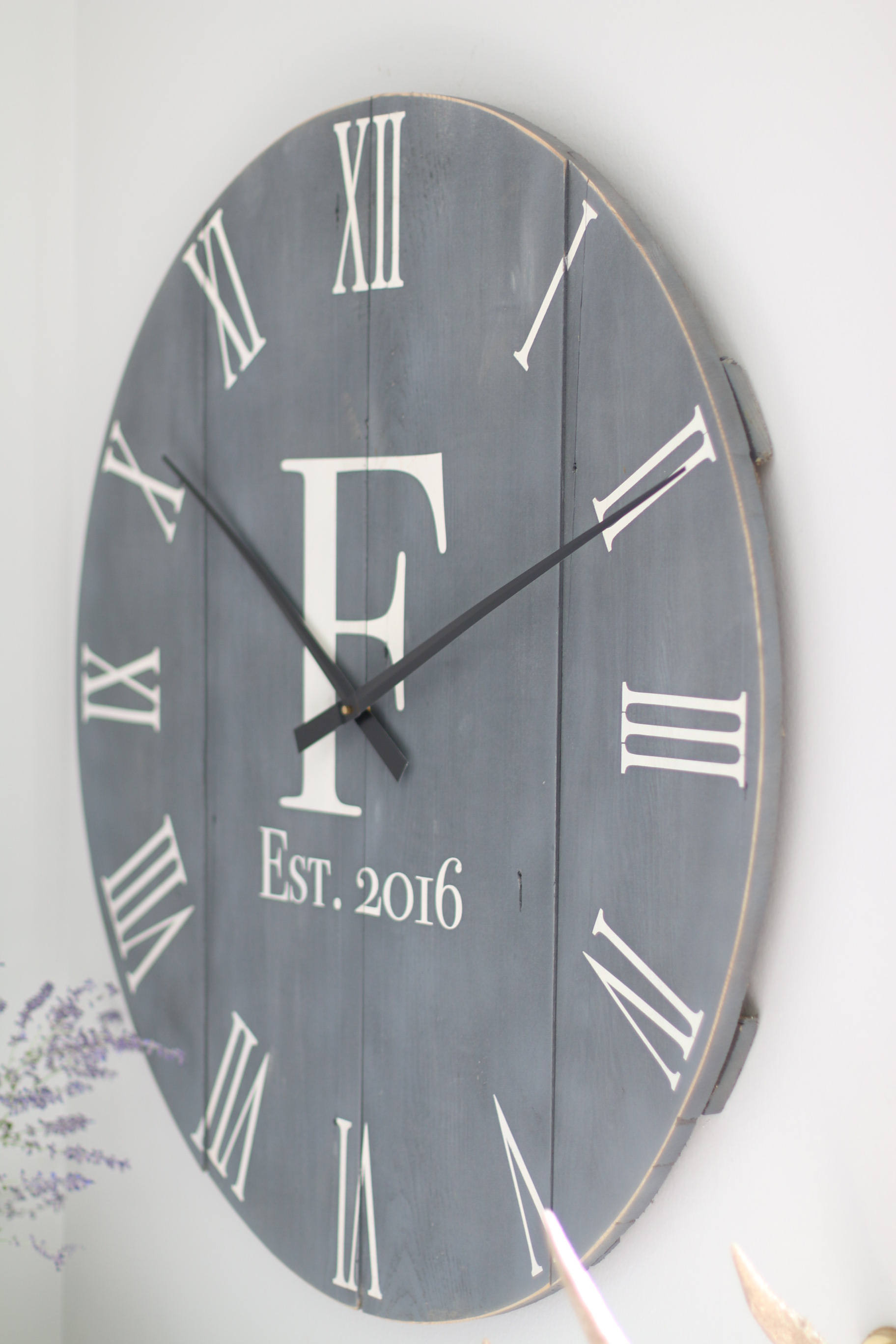 Large Wall Clock Grey Chalk Paint Farmhouse Decor House - Etsy
