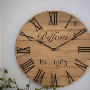 Wood Clock - Raised Wood Numbers - Large Wall Clock - Farmhouse Wall ...