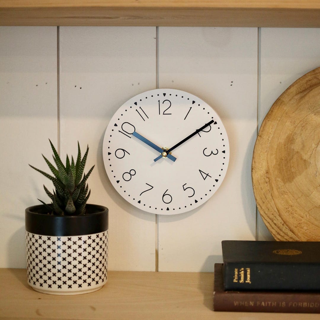 Handmade Mini White Wall Clock: Modern Tiny Home Decor (6", 8", 10") - Etsy